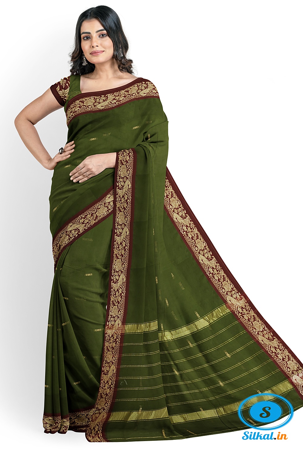 BANAHATTI COTTON SAREE WITH TRADITIONAL BORDER – Silkal.in